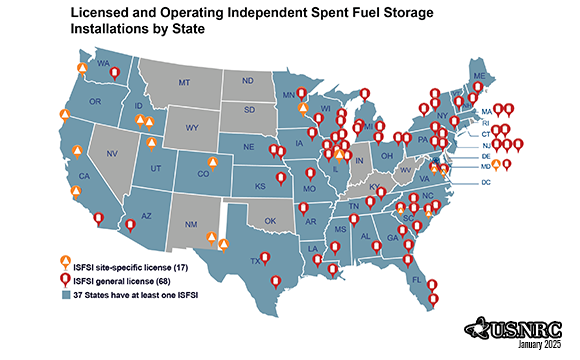 NRC Maps of Independent Spent Fuel Storage Installations (ISFSI ...